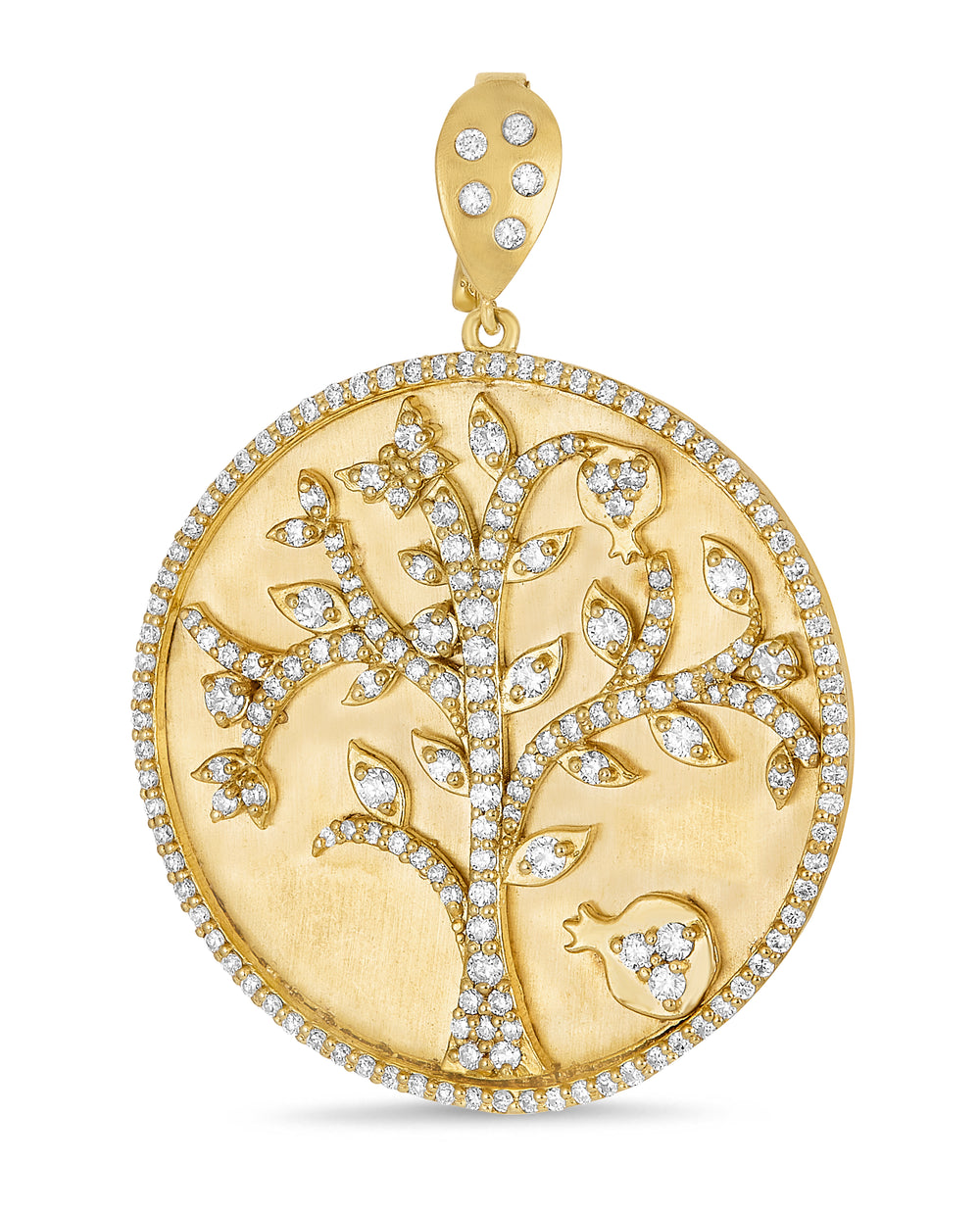 Diamond Tree of Life 25MM Disc Pendant | Tanya Farah Fine Jewelry